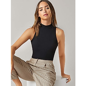 Verdusa Women's Casual High Neck Sleeveless Solid Crop Halter Tank Top Black XL