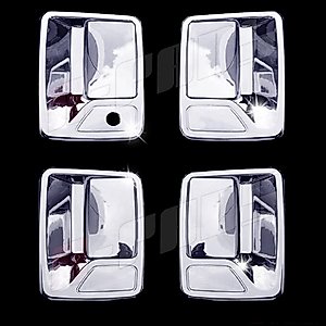 A-PADS Compatible with(Just overlay Stick on, NOT for SNAP in Replacement) 4 Chrome Door Handle Covers for 1999-2016 Ford F250 F350 F450 + SUPER DUTY - without Passenger Keyhole