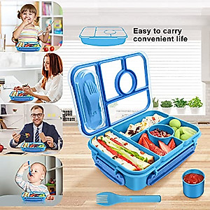 Dagugu Lunch Box Kids,Bento Box Adult Lunch Box,Lunch Box Containers for Adults/Kids/Toddler,5 Compartments Bento Lunch Box with Leakproof Sauce Vontainers,Microwave/Dishwasher/BPA Free(Blue)