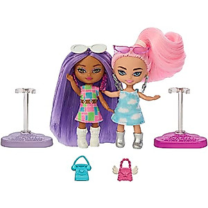 Barbie Five Barbie Dolls, Barbie Extra Mini Minis Bundle, Small Dolls with Colorful Fashions and Accessories