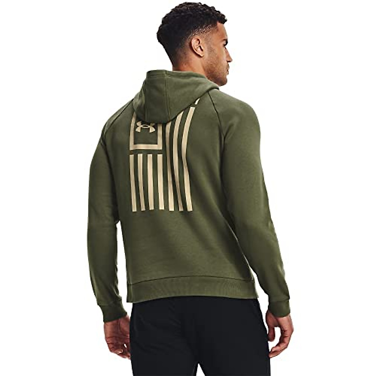 Under Armour mens New Freedom Flag Hoodie, Marine Od Green (390)/Desert Sand, Large