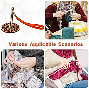 Molain Wrist Yarn Holder, Portable Yarn Ball Minder Stand with Leather Wristband Yarn Minder Yarn Storage Wooden Yarn Holder for Knitting Crocheting Craft Lover (Colorful 1)
