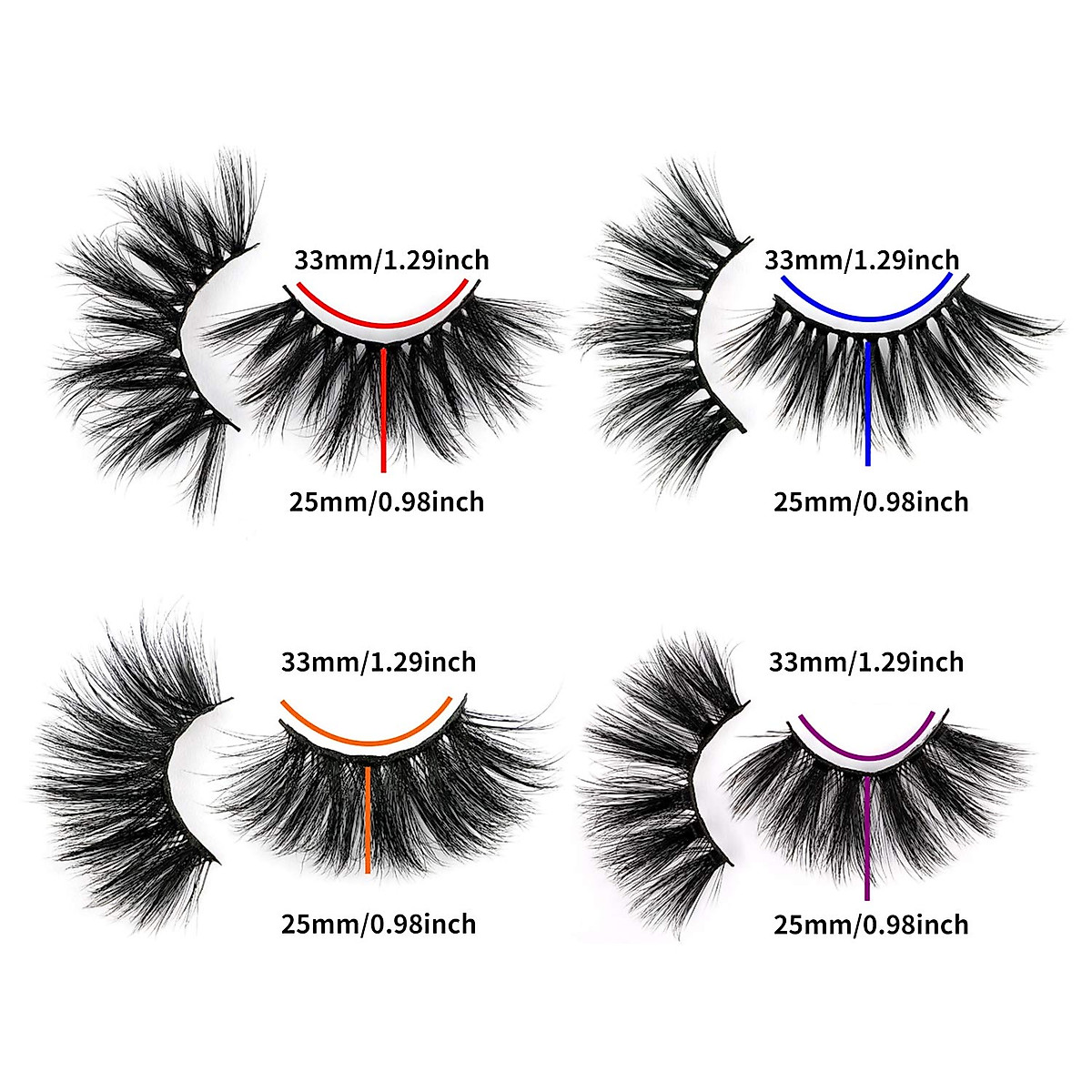 Mink Eyelashes 25mm Lashes Pack HeyAlice Fluffy 8 Pairs 4 Styles Mixed Eyelashes Long Strip Thick Volume Fake Lashes