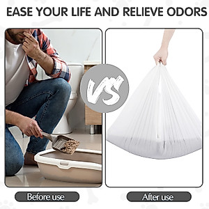 Nuanchu 100 Pcs Cat Litter Box Liner with Handle 25.2 x 22.4 Inch Thick Waste Drawer Liner Compatible with Litter-Robot 3/4 Heavy Duty 9-11 Gallon Cat Litter Bags Cat Replacement for Cat Pan Waste Bin