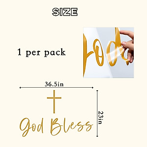 ZAIBIANHAO God Bless Baptism Wall Decal for Balloon Arch - God Bless Party Decal, Baptism First Communion Party Decorations Wall Decal (God Bless Decal)