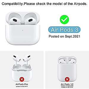 CEENFFO Genuine Leather Case for AirPods 3 (2021), Compatible with AirPods 3 Case Leather with Lanyard, Supports Wireless Charging and Front LED Visible for Case