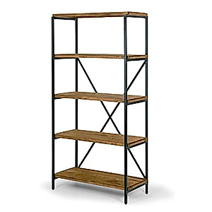Glamour Home Ailis 67-inch Pine Wood 5-Shelf Etagere Bookcase with Metal Frame
