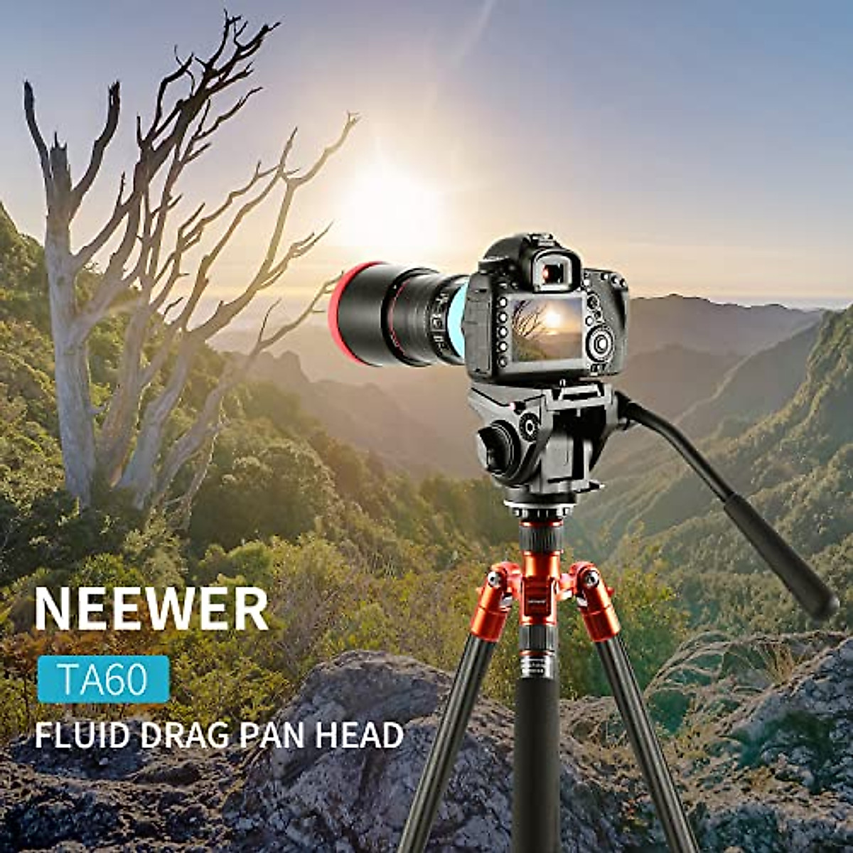 Neewer Metal Heavy Duty Video Camera Tripod Fluid Drag Pan Head with 1/4 and 3/8 inches Screws Sliding Plate for DSLR Cameras Video Camcorders Shooting Filming, up to 11 pounds/5 kilograms