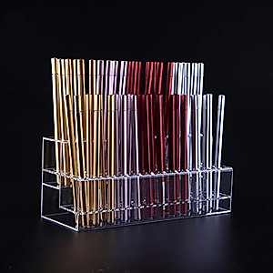 48 Holes Acrylic Pen Pencil Stand Holder Clear Stationery Storage Holder Pen Pencil Rack Makeup Cosmetic Brushes Storage Organizer Rack Eyebrow Pencil Shelf Makeup Tools Case Pen Pencil Display Tray