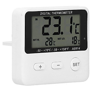 Walfront Digital Freezer Thermometer Battery Powere Universal Refrigerator Temperature Measuring Alarm Console with Probe for Kitchen Home Restaurants Bars, Thermostat