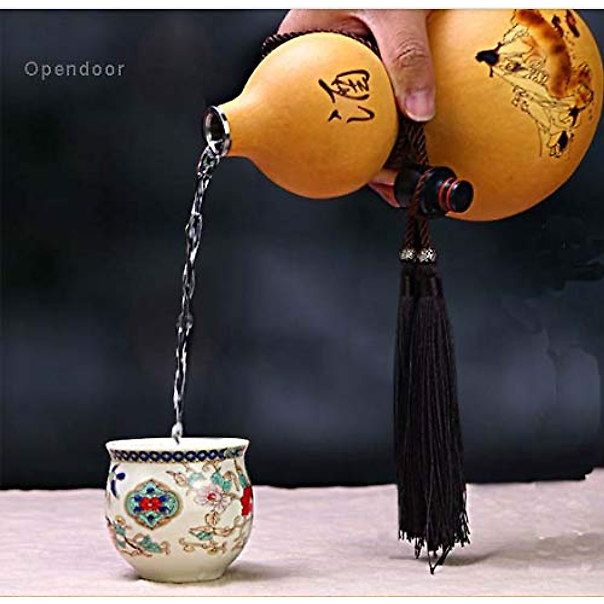 Natural Wine Gourd, Outdoor Portable Water Bottle, Water, Wine, Medicine Gourd (8in tall)500 ml, Stainless Steel