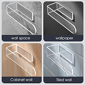 Taozun Hand Towel Holder - Clear Towel Rack for Bathroom, Adhesive Towel Bar Stick on Kitchen Wall, Acrylic Towel Rail No Drill Towel Holder, 2 Packs