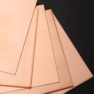 LSVERDE 4 Pcs 99.9% Pure Copper Sheet Metal, 6" x 6", 28 Gauge(0.3mm) Thickness, Double Sided Film Attached Copper Sheets Plates for Crafting, Modelers, Jewelry, Repairs, Electrical
