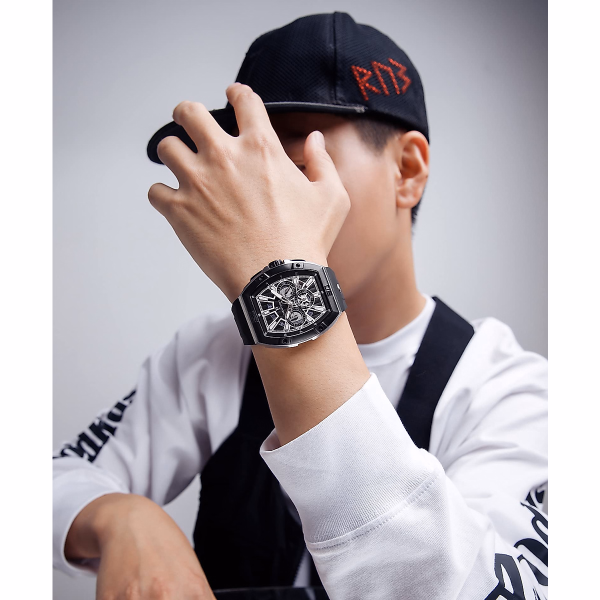 PC PARAS CROWN Mens Watches Luxury Tonneau Quartz Watch for Men Japanese Movement Waterproof Sport Watch, Gifts for Men