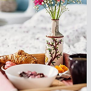 Dicunoy Set of 2 Bamboo Serving Tray, Solid Wood Breakfast Tray with Handles, Large Bamboo Food Tray Great for Dinner, Tea, Coffee, Bar, Parties, 15.6" L x 10.8" W /12.6" L x 8.5" W