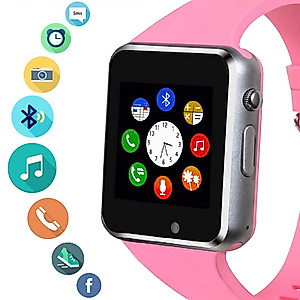 Amazqi Smart Watch with SD Card Pedometer Call Text Notification Music Player Camera Compatible with Android and iPhone (Partial Functions) for Women