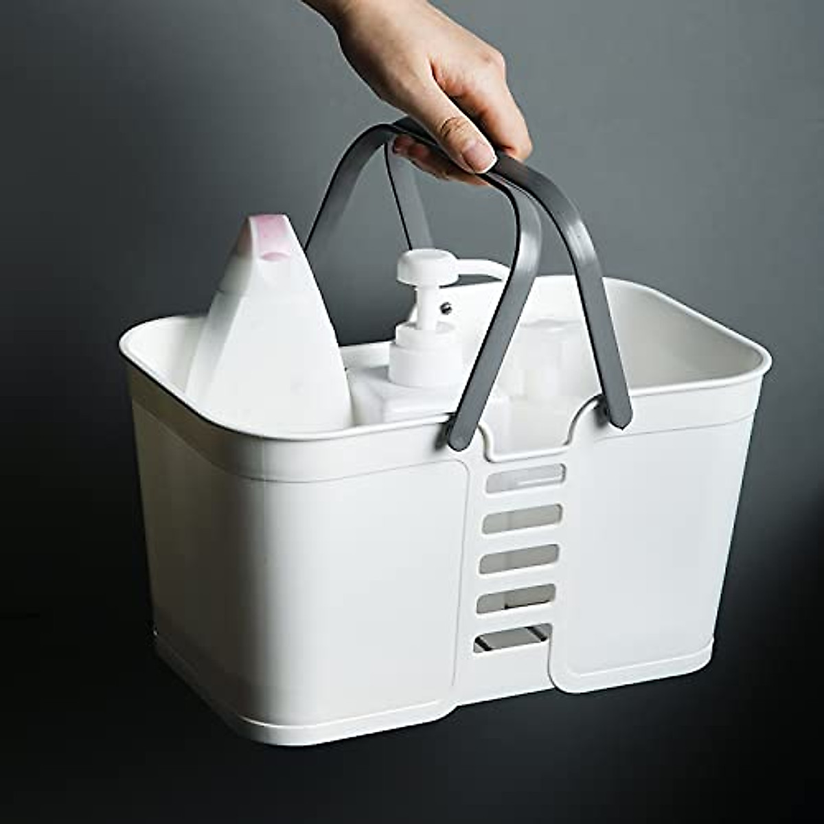 Yesland 4 Pcs Shower Caddy Basket - White Portable Plastic Organizer Storage Baskets with Handles Shower Caddy Bins Tote for Shampoo, Body Wash, Essentials, Makeup in Bathroom - 11.3 x 7 x 6.25 Inch