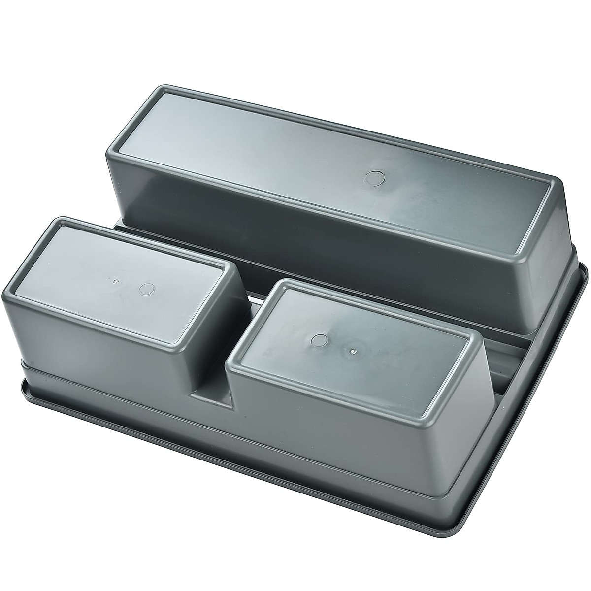 3-Compartment Plastic Cleaning Caddy Tray– Stackable Large Commercial Quality Plastic Tool Organizer Bucket with Handle, Grey