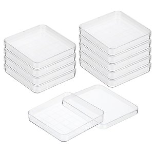 PATIKIL 100mm Plastic Petri Dishes with Cover, 10 Pcs Grid Squares Petri Plates Tissue Culture Plate for Lab Science Experiment, Clear