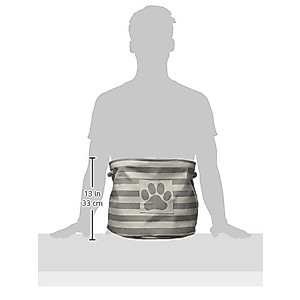 Bone Dry Pet Storage Collection Striped Paw Patch Bin, Small Rectangle, Brown