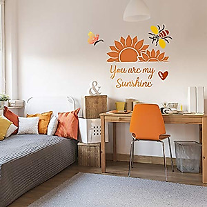 8 Pieces Sunflower Butterflies Painting Stencils for Painting on Wood Flower Butterfly Stencil Kit for Painting on Wall Canvas You are My Sunshine Reusable Plastic Template for Door Home Decoration