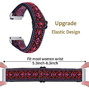 Elastic Bands Compatible with Fossil Gen 5 Julianna/Carlyle/Garrett HR Band, 22mm Quick Adjustable Stretchy Nylon Loop Wristband Replacement Soft Straps for Fossil Gen 5 Women's Smartwatch
