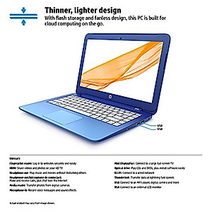 (Discontinued) HP Stream 13.3 Inch Laptop (Intel Celeron, 2 GB, 32 GB SSD, Horizon Blue) Includes Office 365 Personal for One Year