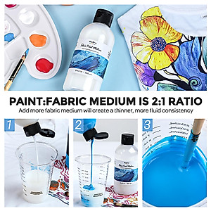 Nicpro Professional Effects Fabric Medium, 8.45oz Bottle Fabric Painting Acrylic Fluid Medium, Improves Acrylic Paint Adhesion to Fabrics, Textiles for Fabrics DIY Clothing, T-shirts, Shoes Jeans Bags