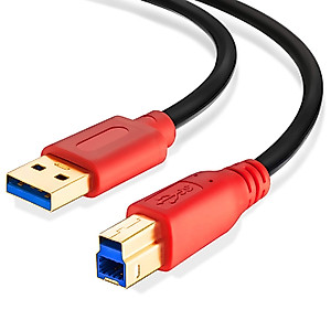 Tan QY USB 3.0 Cable A Male to B Male 20Ft, Type A to B Male Compatible with Hard Disk Drive,Printers,Scanner,USB Hub,Monitor and More (6m/20Ft)