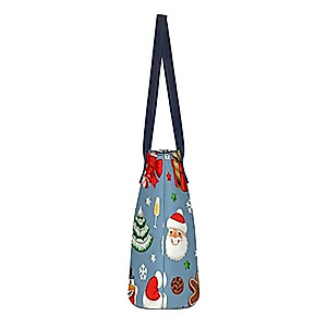 Christmas Santa Cookies Women's Tote Bag PU Leather Shoulder Bag Handbags Purse For Work Shopping Travel