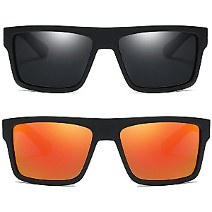 Tramean Retro Polarized Sunglasses for Men and Women Classic Vintage Square Sun Glasses UV400 Protection,2 Pack