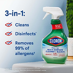 Clorox Clean-Up Cleaner + Bleach Value Pack, 3 Disinfectant and Cleaning Sprays, Kitchen and Bathroom Cleaning, Rain Clean and Original Scent, 32 Ounces (Pack of 3)