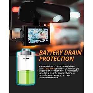 Kingslim Dash Cam Hardwire Kit - Mini USB Hard Wire Kit Fuse for D4 D5 D1 D2 PRO Dashcam, Compatible 12V-24V Vehicles Low Voltage Protection 10.5ft, Black (H01)