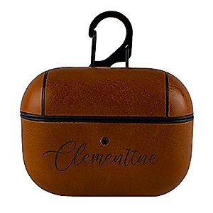 AudioSpice Custom Name Case for AirPods Pro (1st Generation) – Personalized Design – Put Your Name or Text on a Leatherette Case for AirPods Pro – Name