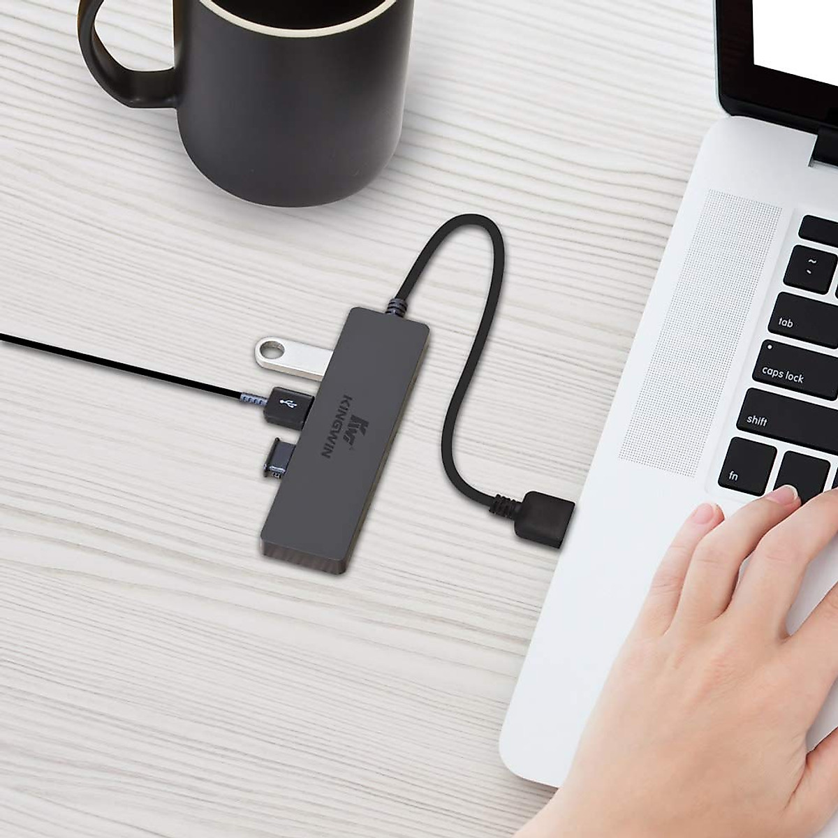 Kingwin USB Hub 4 Port USB 3.0 Data Hub for Mobile SSD, MacBook, Mac Pro/ Mini, iMac, Chromebook, Surface Pro, USB Flash Drives, Notebook PC, XPS, and More [Ultra Slim]