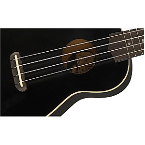 Fender Venice Soprano Ukulele - Black Bundle with Gig Bag, Tuner, and Austin Bazaar Instructional DVD