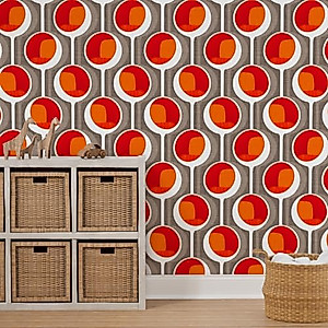 Spoonflower Removable Wallpaper 6ft x 2ft - Pod White Retro Modern Table Custom Pre-Pasted Wallpaper