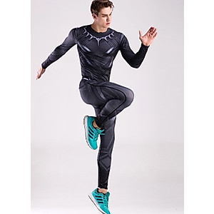 Red Plume Men's Compression Elastic Tight Leggings Sport Panther Leopard Printing Pants