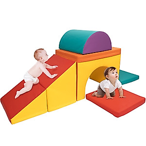 67i Foam Climbing Blocks for Toddlers 1-3 Toddler Climbing Toys Indoor Baby Foam Climbing Blocks Kids Soft Play Climbing and Crawl Activity Playset Foam Building Blocks with Slide Play Gym (Assorted)