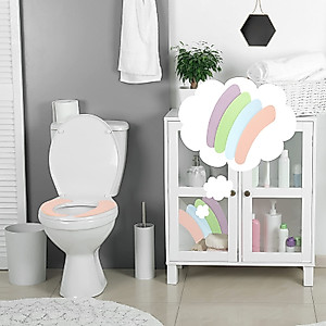 8 Pairs Bathroom Warmer Toilet Seat Cover Pads Washable and Reusable Toilet Seat Cushion Pad Toilet Seat Warmer Cover Bathroom Upgraded Warmer Cushion for Winter Bathroom Toilet, 4 Colors