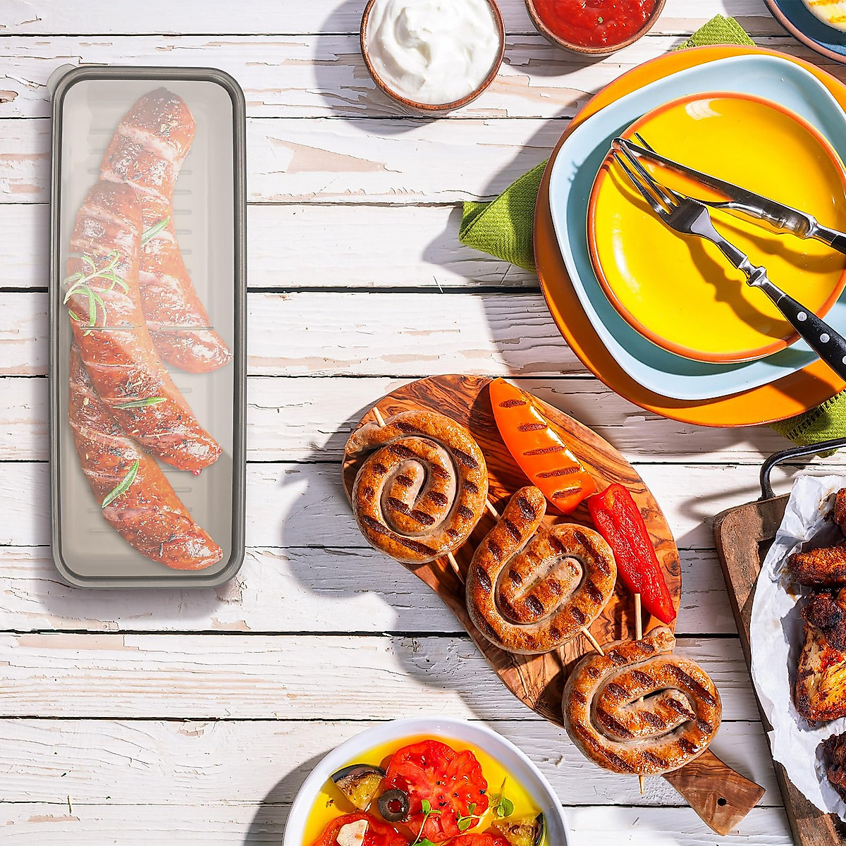 Zhehao 2 Pcs Bacon Container for Refrigerator, 304 Stainless Steel Deli Meat Storage Containers for Fridge, Airtight Bacon Storage Container with Lids, Bacon Saver Kitchen Meat Saver, Dishwasher Safe