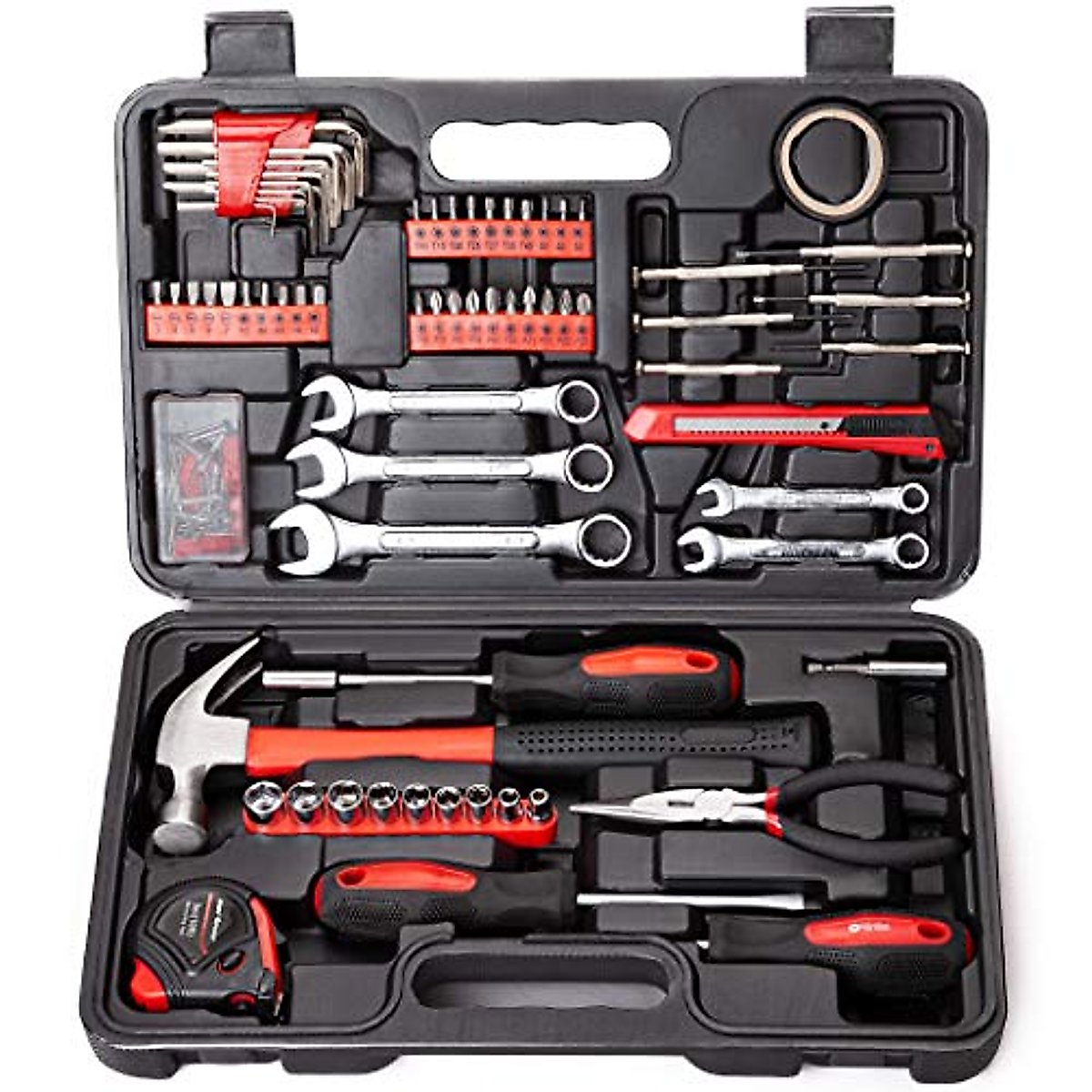 CARTMAN 148Piece Tool Set General Household Hand Tool Kit with Plastic Toolbox Storage Case Socket and Socket Wrench Sets