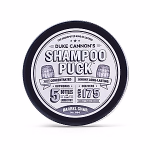 Duke Cannon Supply Co. Men's Shampoo Puck - Barrel Char No. 004, Over 175 Washes, Sulfate-Free, 4.5 oz.