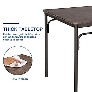 VECELO 5 Piece Kitchen Table Set for Dining Room,Dinette,Breakfast Nook,Industrial Style 4, Vintage Brown