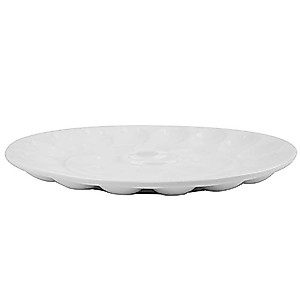 Foraineam 2 Pack 12.6 Inches Porcelain Deviled Egg Tray/Platter, White Egg Dish with 25 Compartments