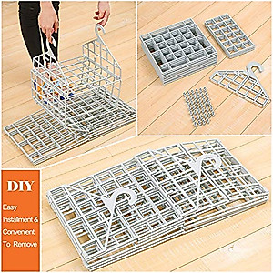 Booluee Plastic Hanging Closet Organizer, Folding Wardrobe Storage Rack, Multi-Layer Foldable Hanging Storage Rack, Clothing Organization Rack (Large)