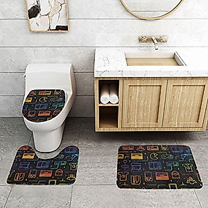 3 Pieces Bathroom Rugs Set Game Video Gaming Pattern Print 3 Pieces Bathroom Rugs Set Bath Mat+Contour+Toilet Lid Cover Bathroom Antiskid Pad