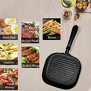 N/A Aluminum Non-Stick Square Grill Pan Steak Fry Pans Multi-Function Snowflake Striped Frying Pan