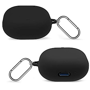 Geekria Silicone Case Cover Compatible with Anker Soundcore Liberty Air 2 Pro True Wireless Earbuds Protective Charger Carrying Case, Wireless Earphones Skin Cover with Keychain Hook (Black)