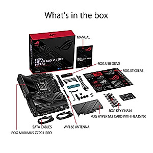 ASUS ROG Maximus Z790 Hero (WiFi 6E) LGA 1700(Intel®13th&12th Gen) ATX Gaming Motherboard(PCIe 5.0,DDR5,20+1power Stages,2.5Gb LAN, Bluetooth V5.2,2X Thunderbolt 4 Ports,5xM.2, Thunderbolt™ 4/USB4)